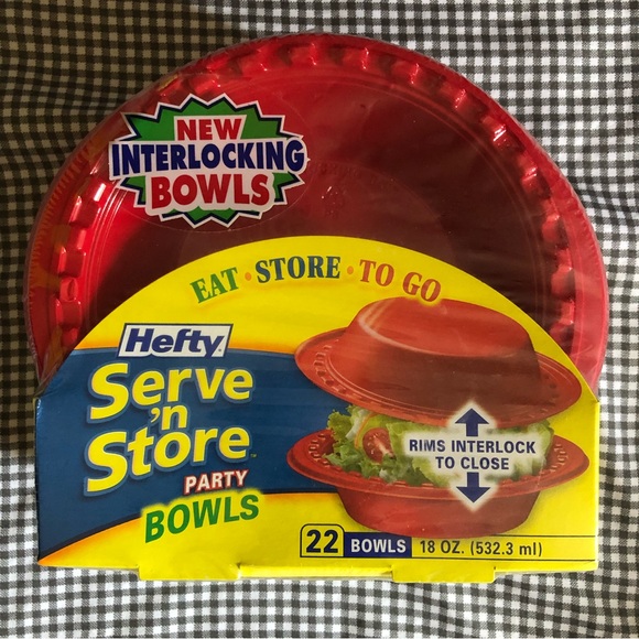 Hefty | Dining | 2 Packs Of 22 Hefty Serve N Store 8 Oz Red Bowls ...